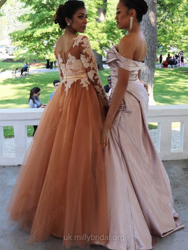 Tulle Prom Dress With Appliques, Lace Prom Dresses,Floor-length Prom ...